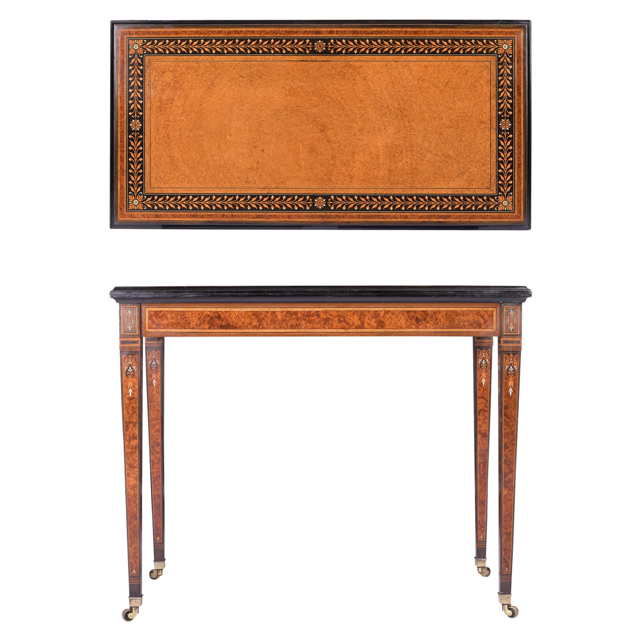 Early 19th Century William IV Card Table with Ebony Inlay and Turned ...