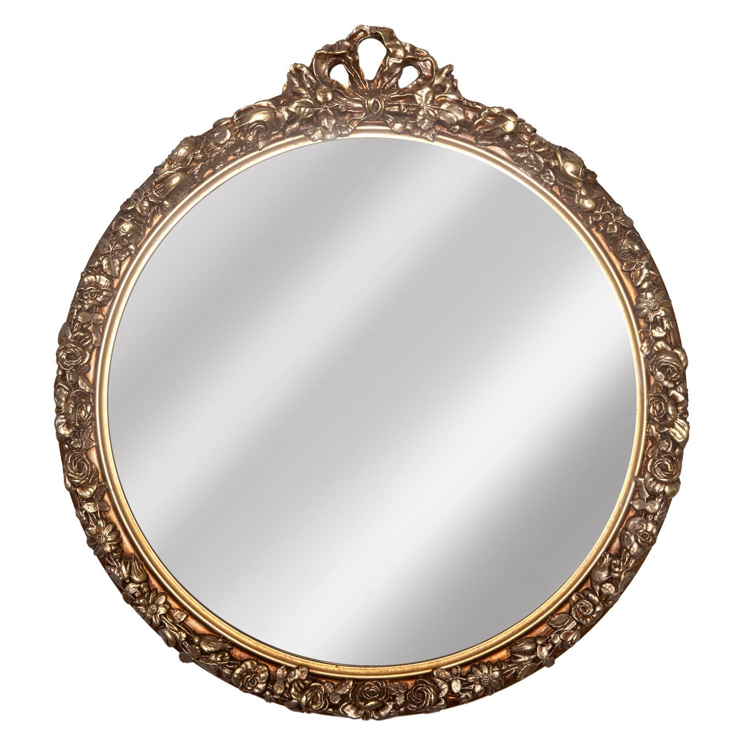 Orbis Rose Gold Tinted Round Minimalist Mirror with Copper Frame ...