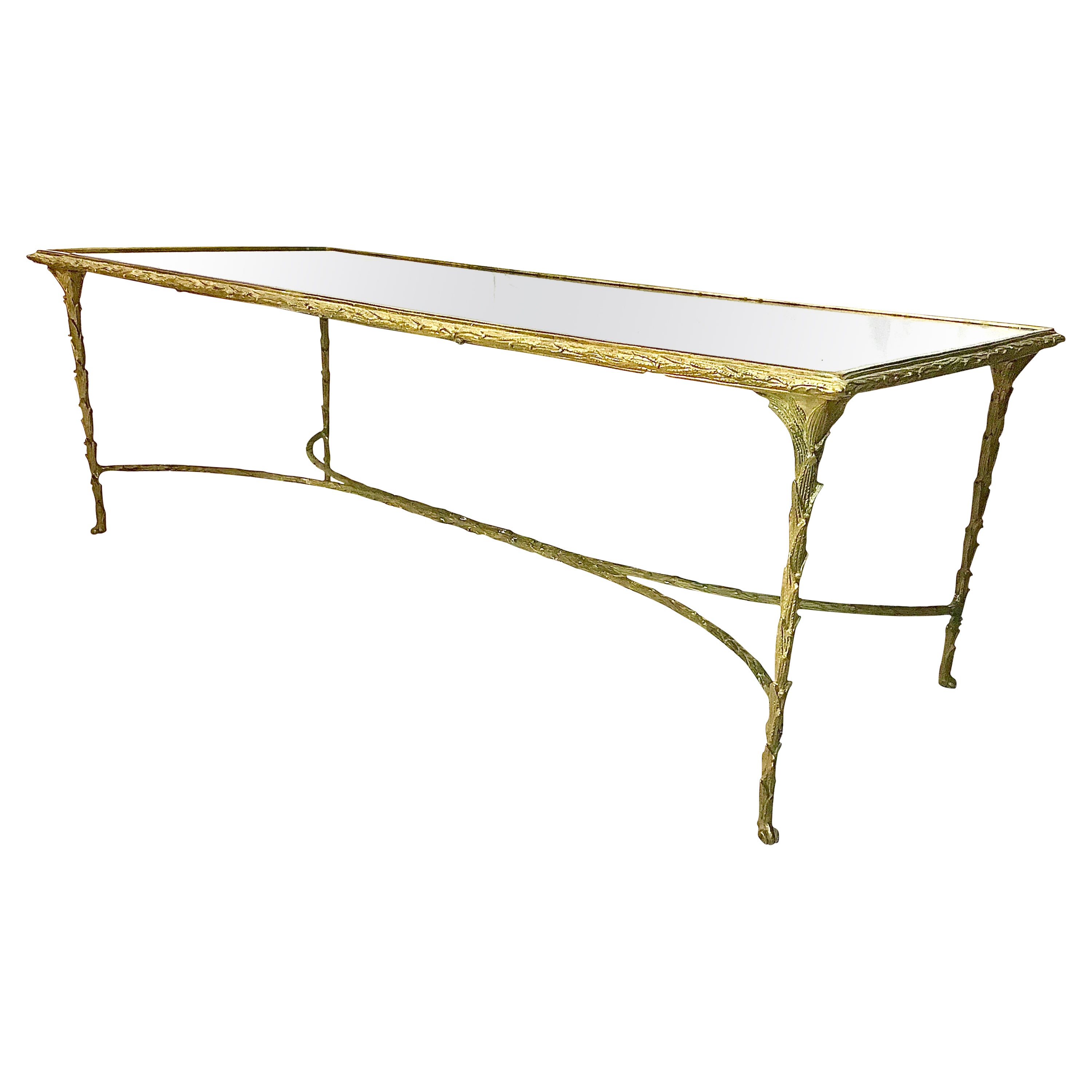 Bronze Frame Glass Top Coffee Table by Maison Charles at 1stDibs
