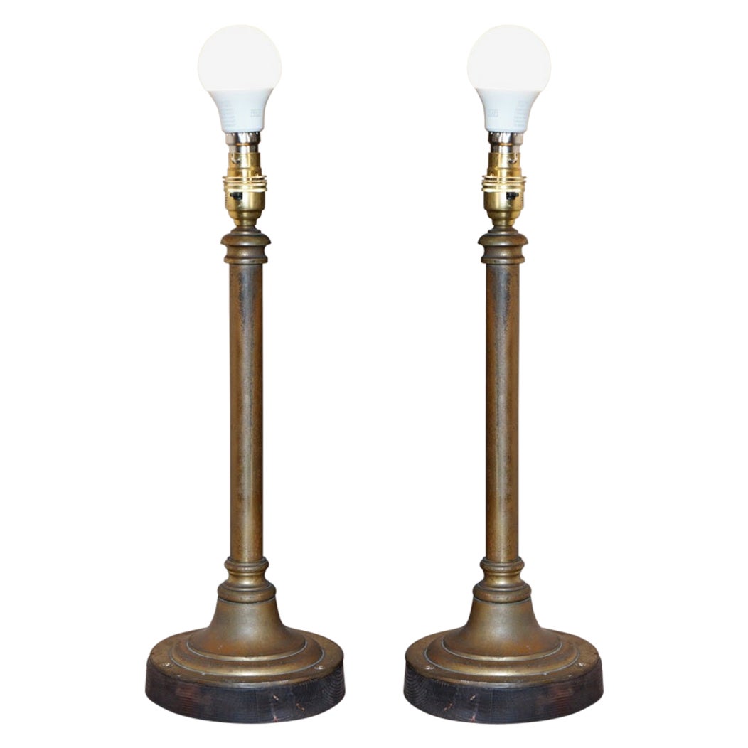 Pair of Victorian Solid Cast Bronze Figural Cherub Oil Lamp Bases ...