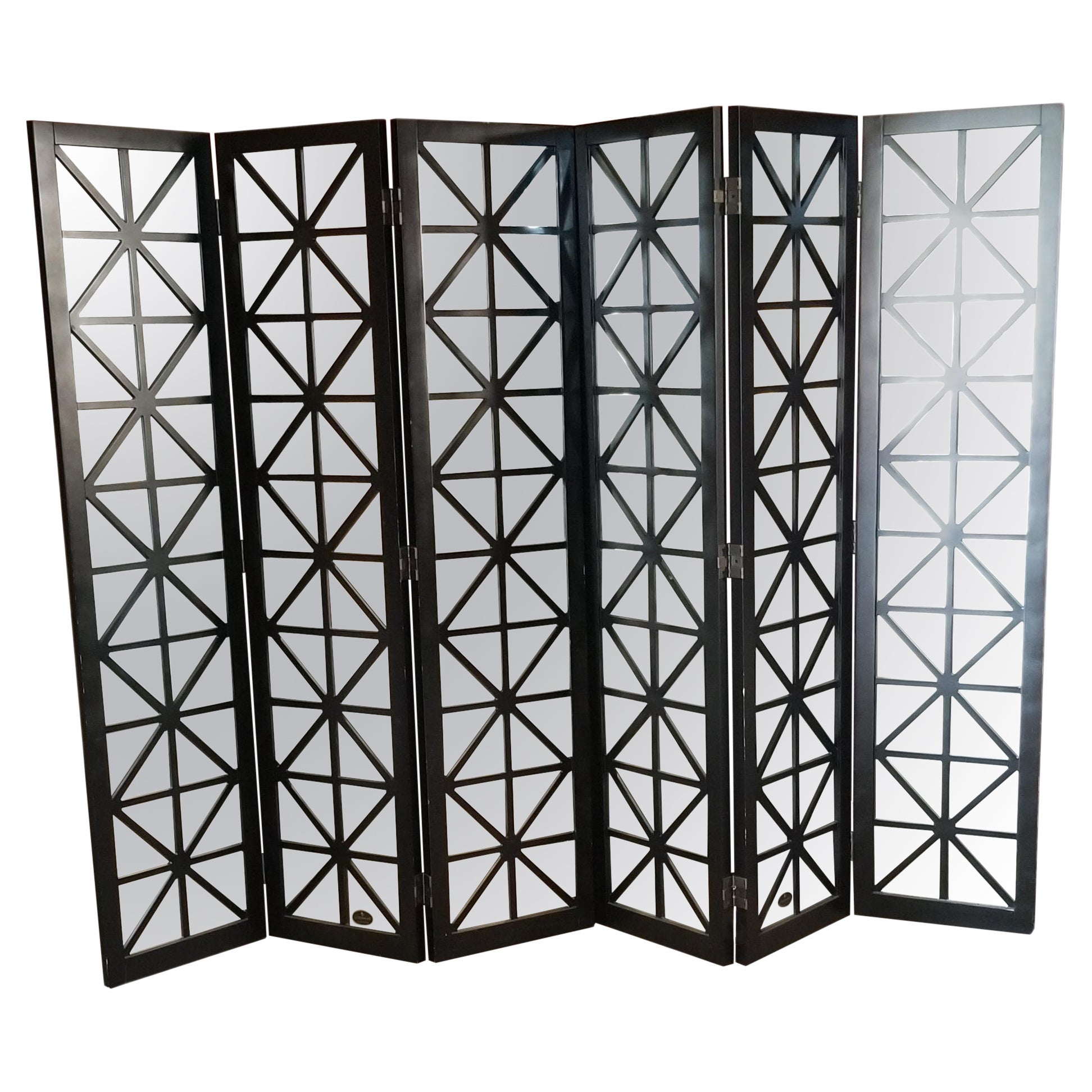 Ebonised Black Classic/ Contempory Mirrored Screens, MCM For Sale at ...