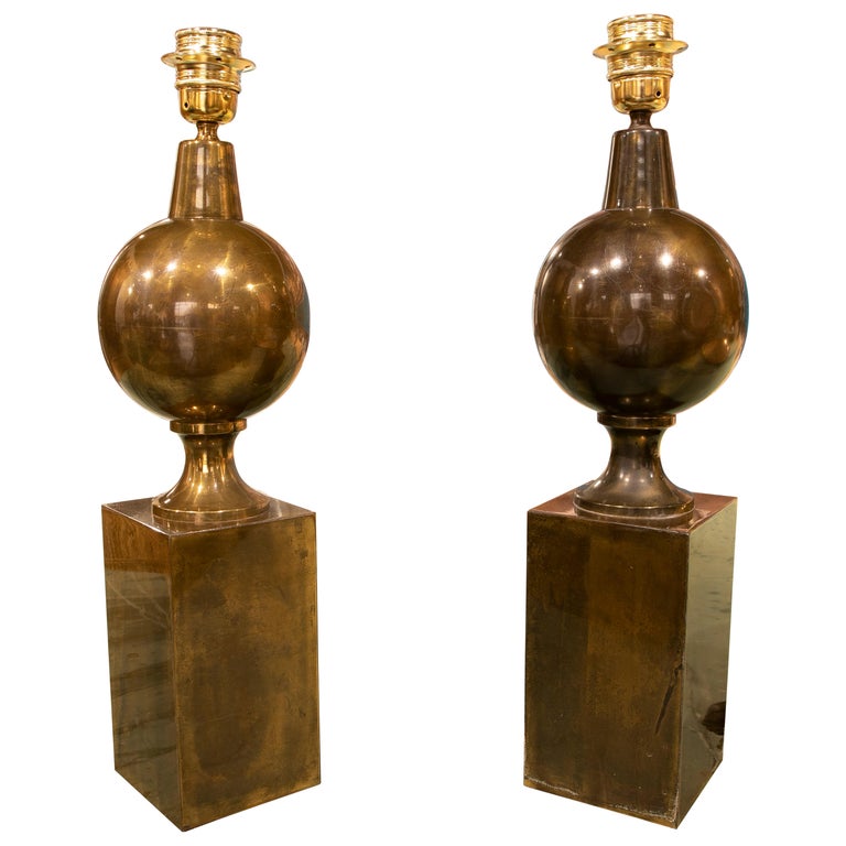 1970s Pair of Bronze Spanish Table Lamps at 1stDibs