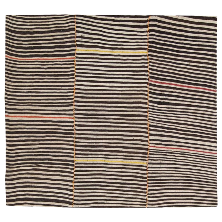 Mid-20th Century Handmade Persian Flatweave Kilim Zebra Print Square ...