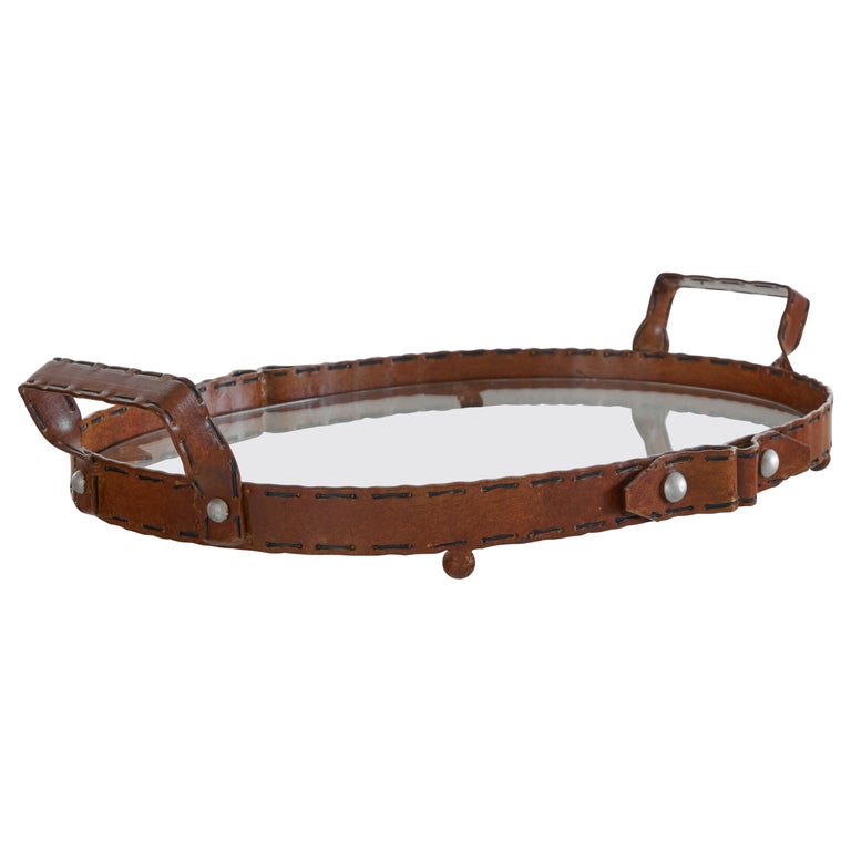 Belt-like Serving Tray in Metal and Glass For Sale at 1stDibs