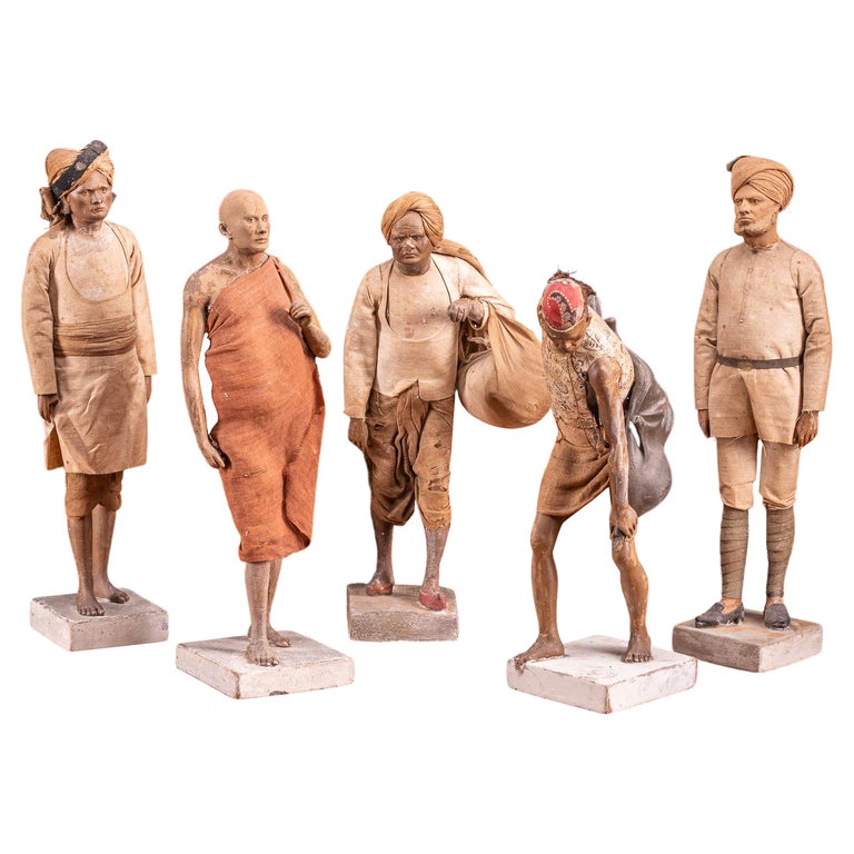 Ensemble of Indian Terracotta Figures with Linnen Clothing. For Sale at ...