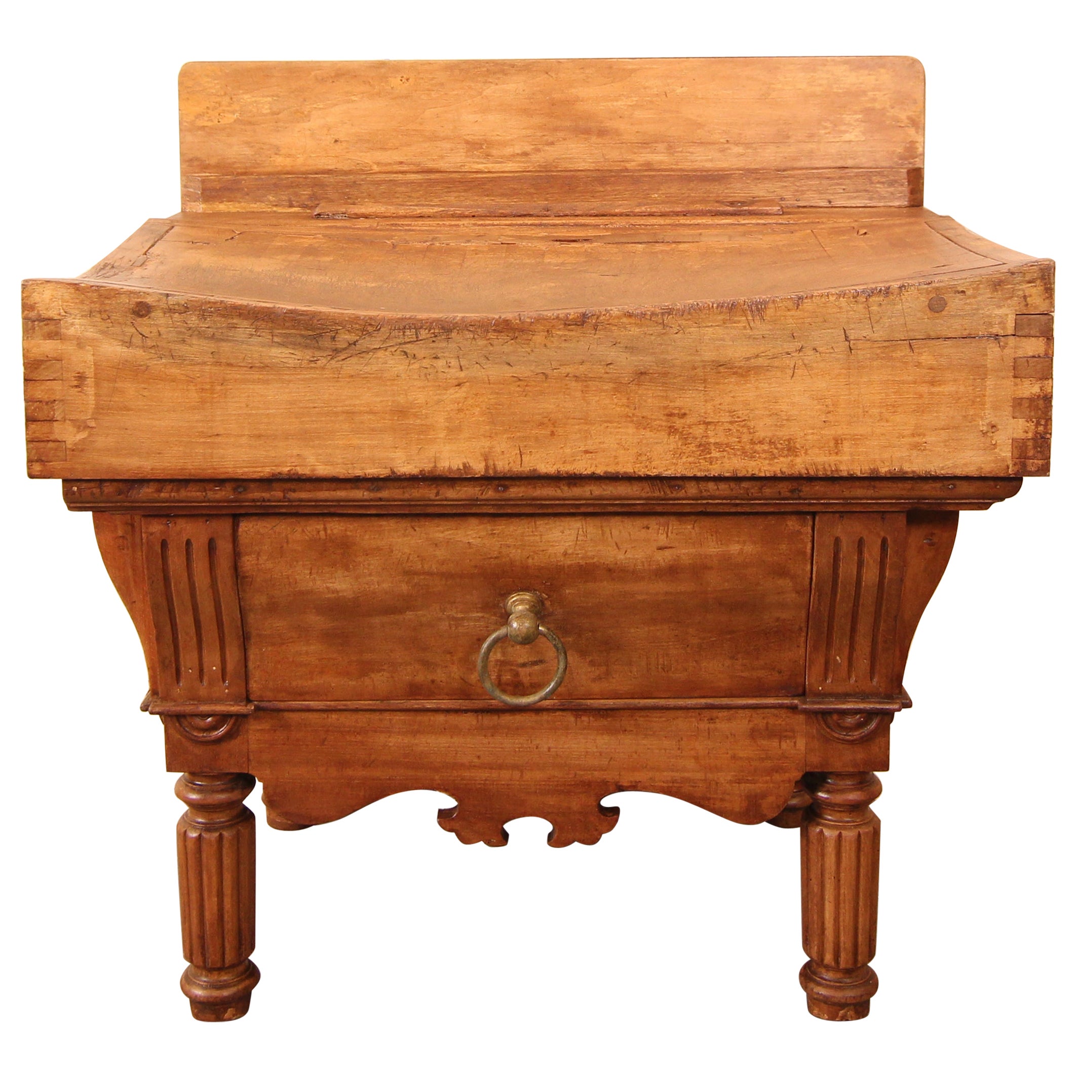 c. 1800's French Butcher Block Table w/ Drawers For Sale at 1stDibs