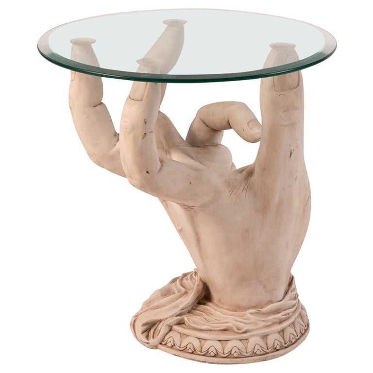 Midcentury Side Table of Sculptural Grecian Hand For Sale at 1stDibs