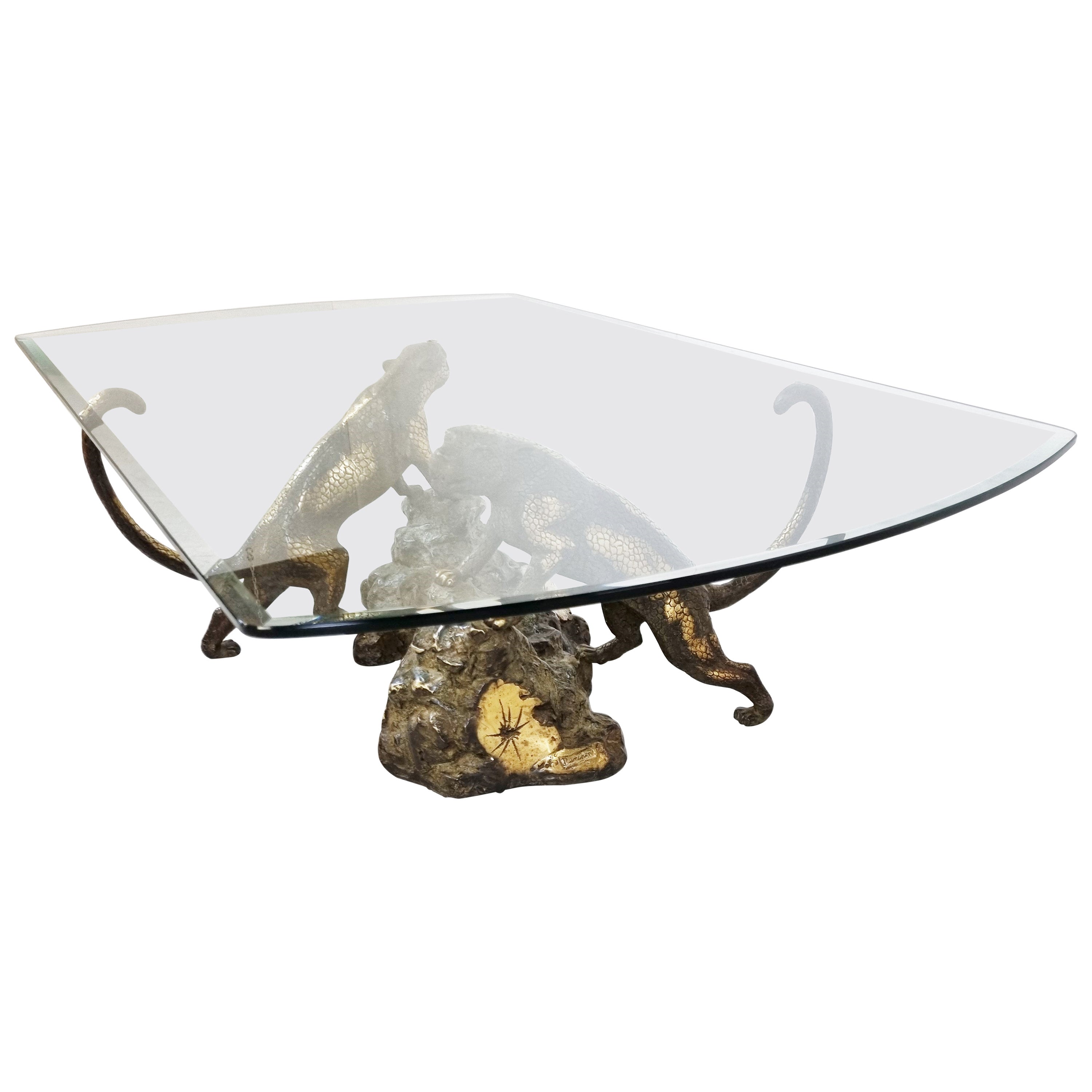 Bronze Leopard Coffee Table, 1970s at 1stDibs | leopard table