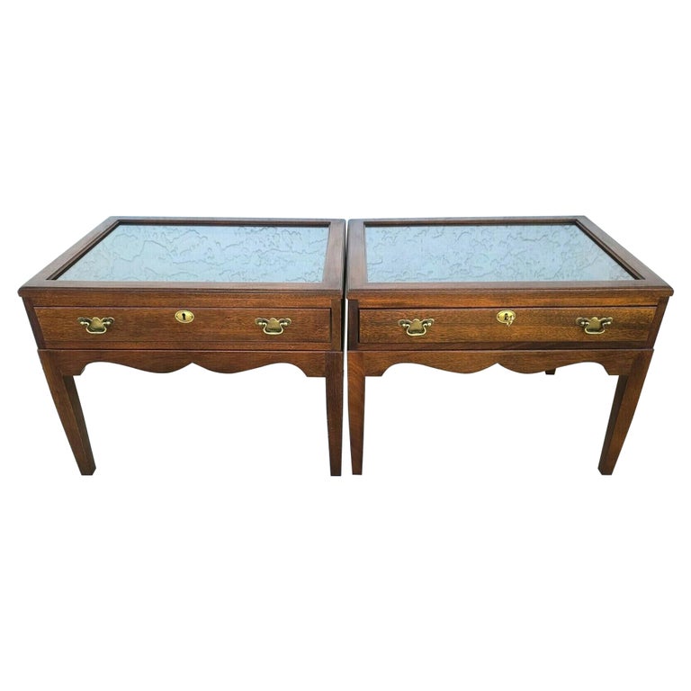 Pair of Mahogany Display Case End Side Tables with Locks For Sale at ...