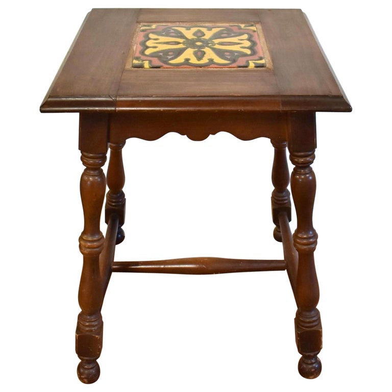 Antique California Catalina Style Tile Top Table For Sale at 1stDibs
