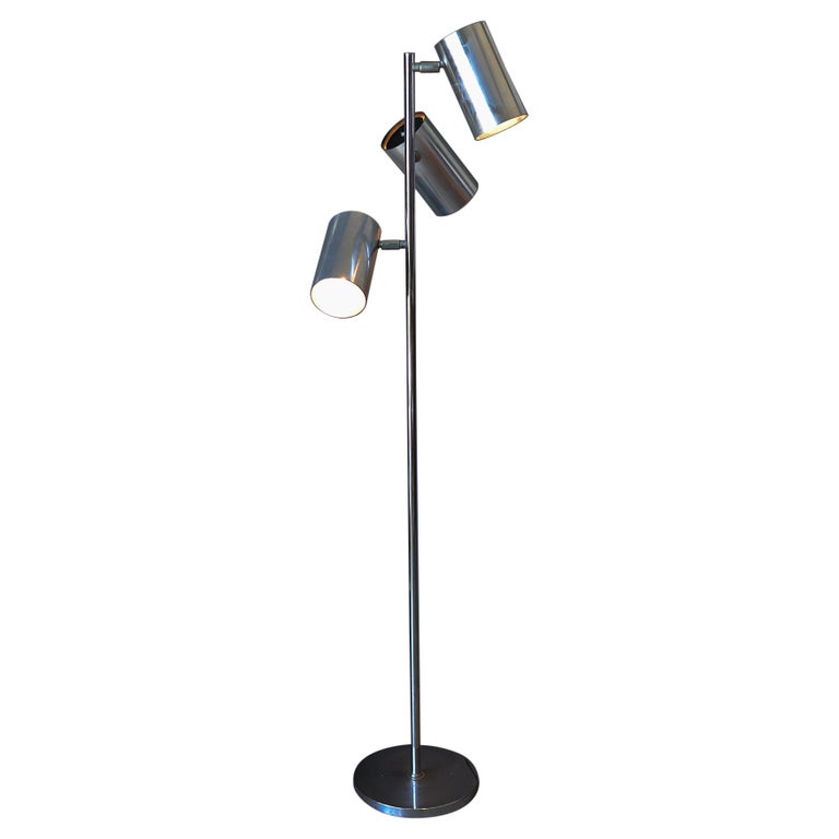 Chrome 3 Light Floor Lamp by Robert Sonneman for Koch and Lowy, ca ...