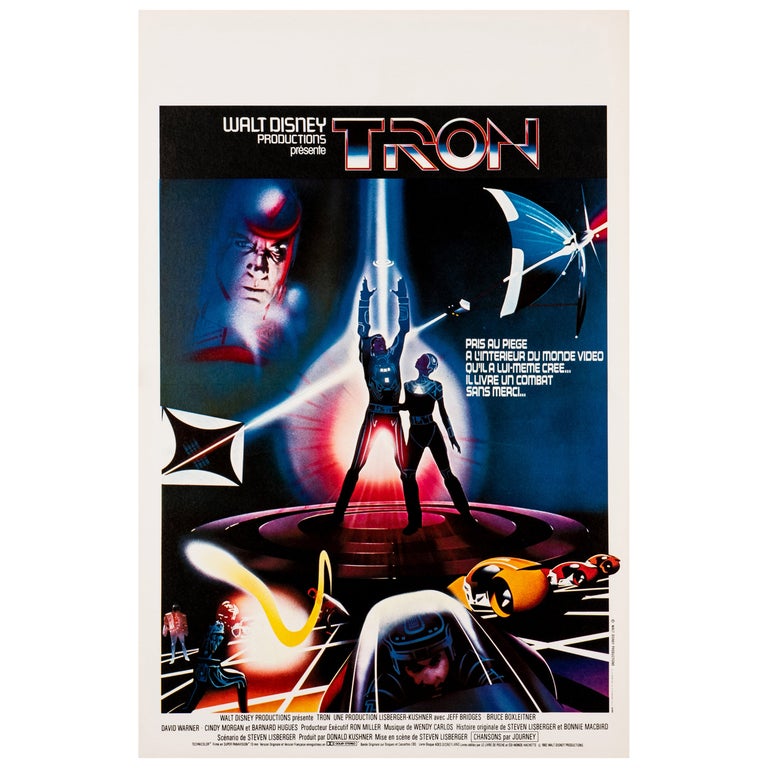 'Tron' Original Vintage Movie Poster, French, 1982 For Sale at 1stDibs