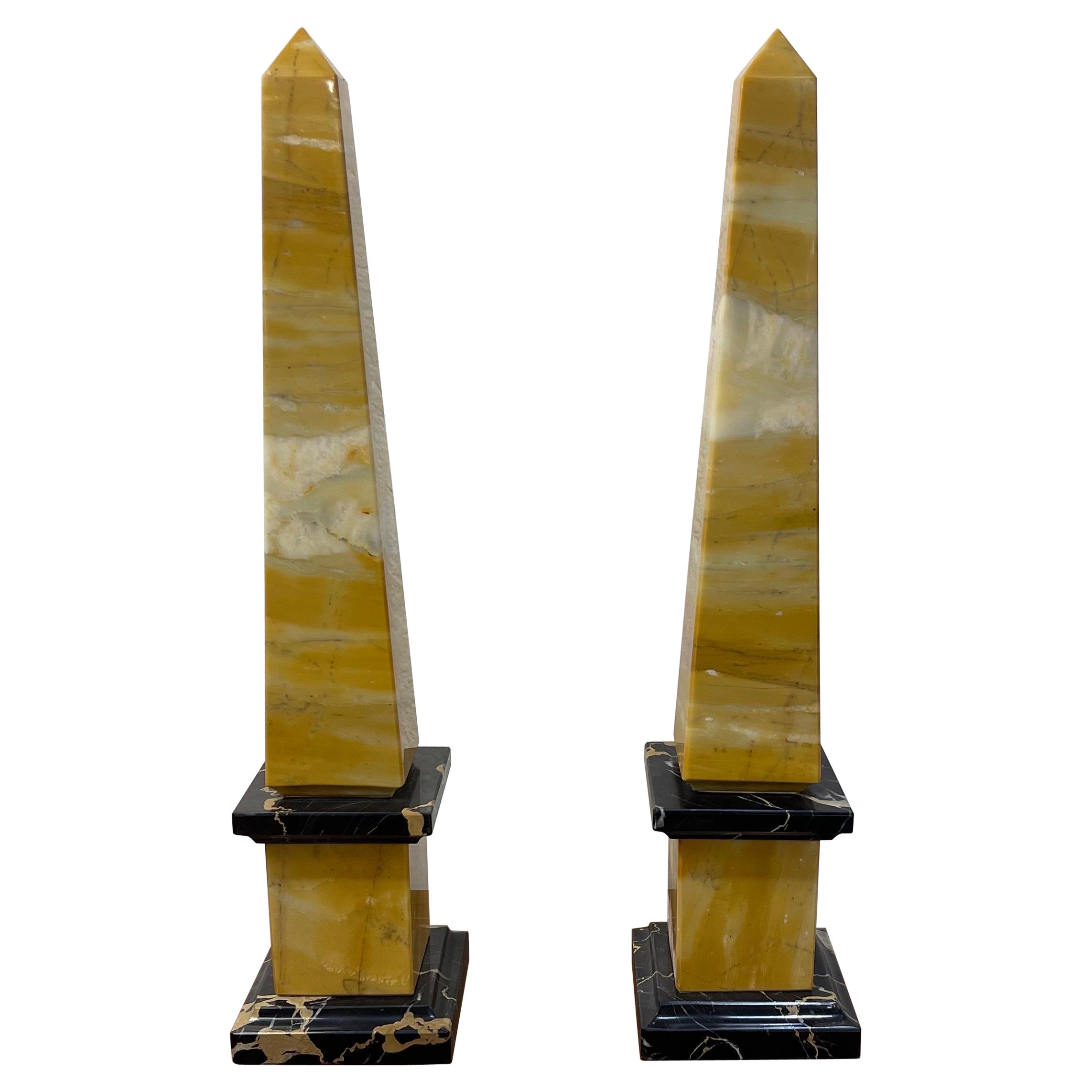 20th Century Italian Cold Painted Brown Patinated Decorative Obelisks ...