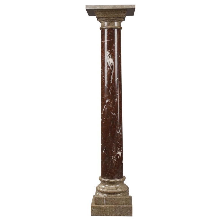 Column in Red and Grey Marble from the 19th Century For Sale at 1stDibs
