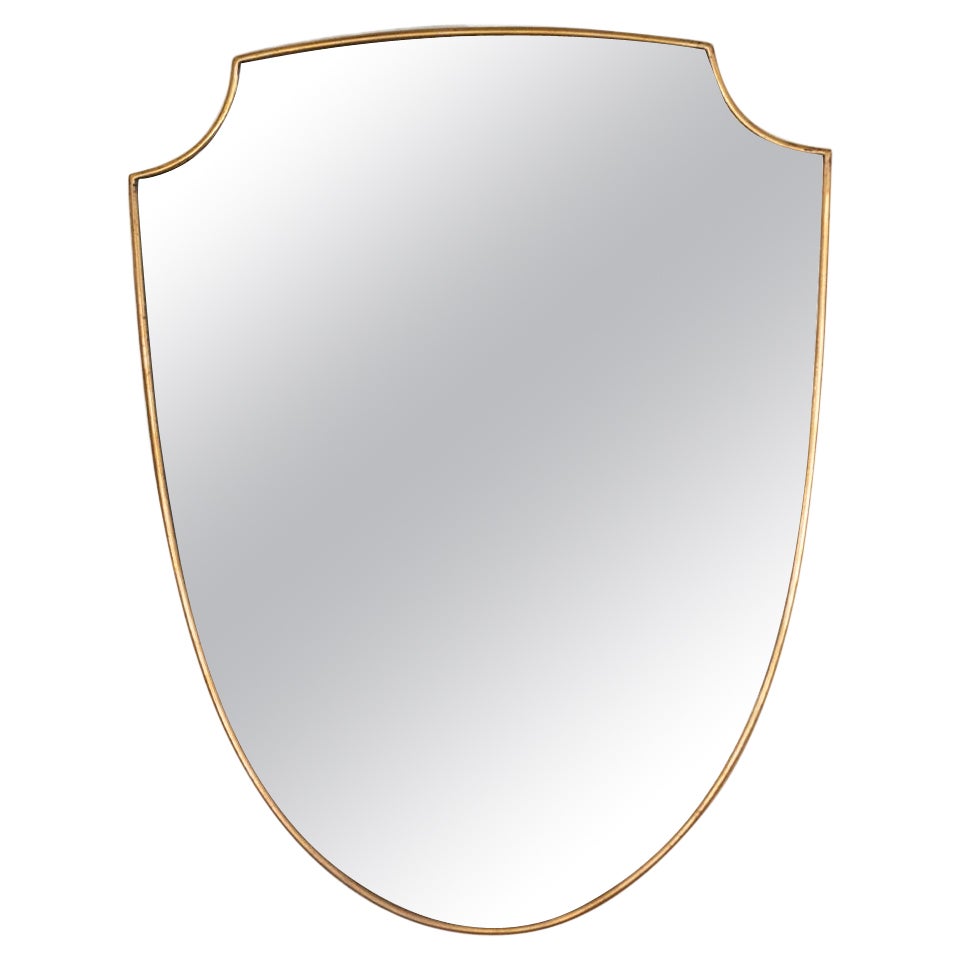 Italian Brass Shield Shaped Mirror at 1stDibs