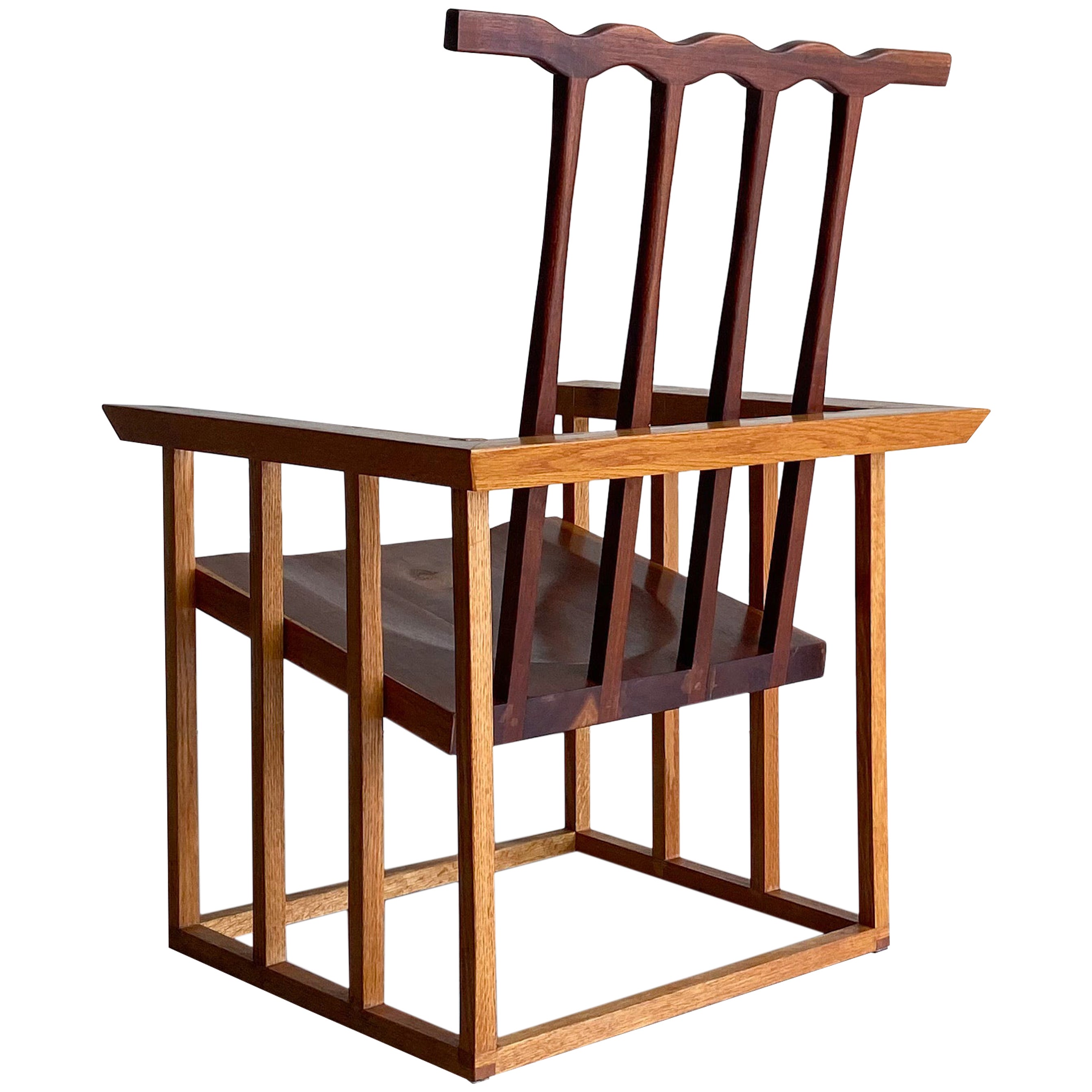 Vintage American Studio Craft Oak and Walnut High Back Armchair For ...