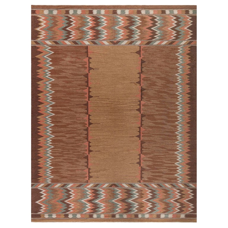 Mid-century Large Swedish Flat-woven Rug For Sale at 1stDibs