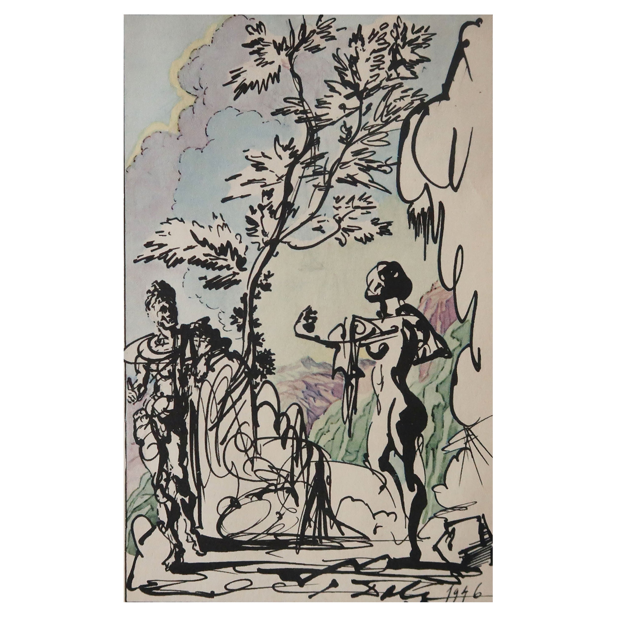 1960s Salvador Dali Signed Dante's Divine Comedy Inferno 1 Wood Block ...