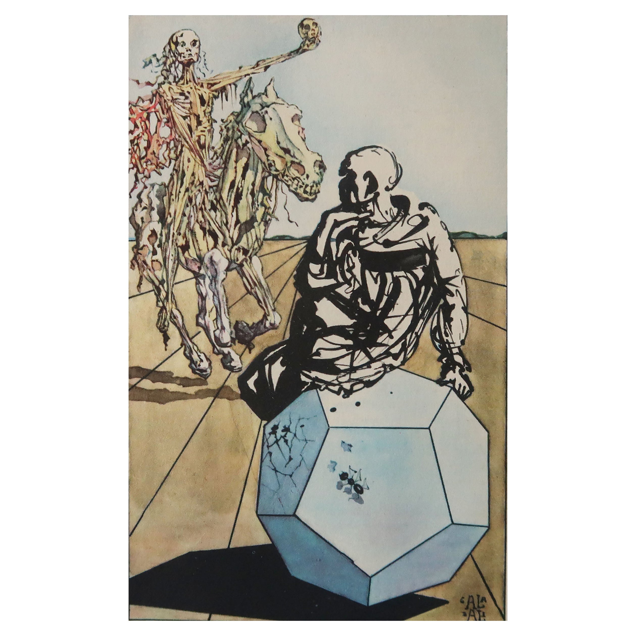1960s Salvador Dali Signed Dante's Divine Comedy Inferno 1 Wood Block ...