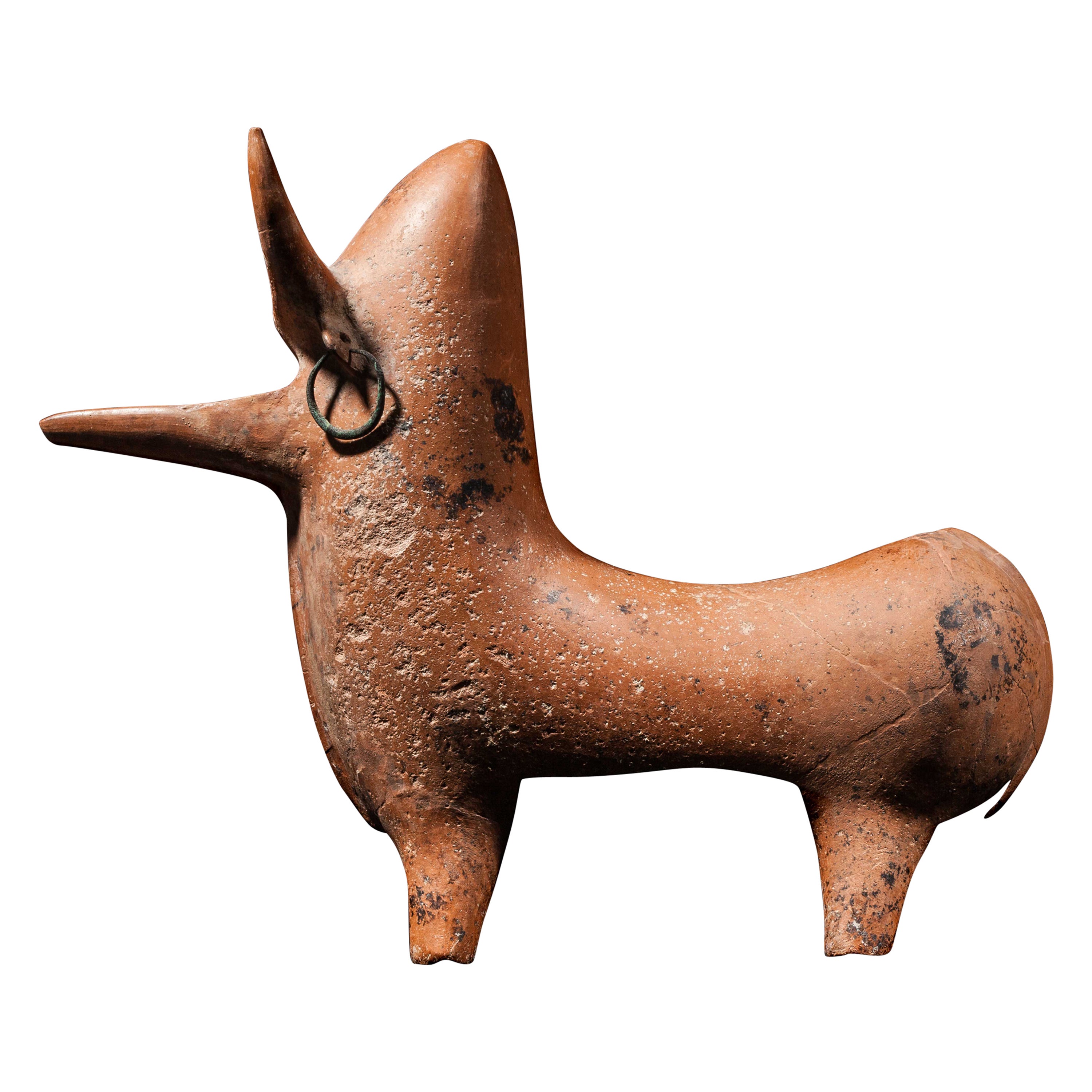 Ancient Clay Black Deer Rhyton Animal Vessel For Sale at 1stDibs