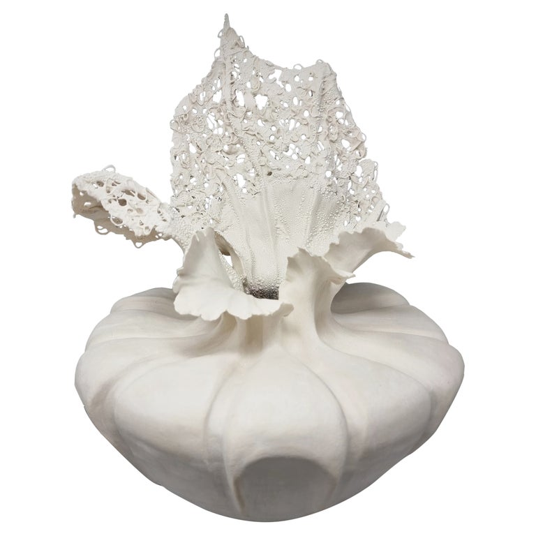 Ceramic Sculpture with Handbuilt Lace /099 For Sale at 1stDibs