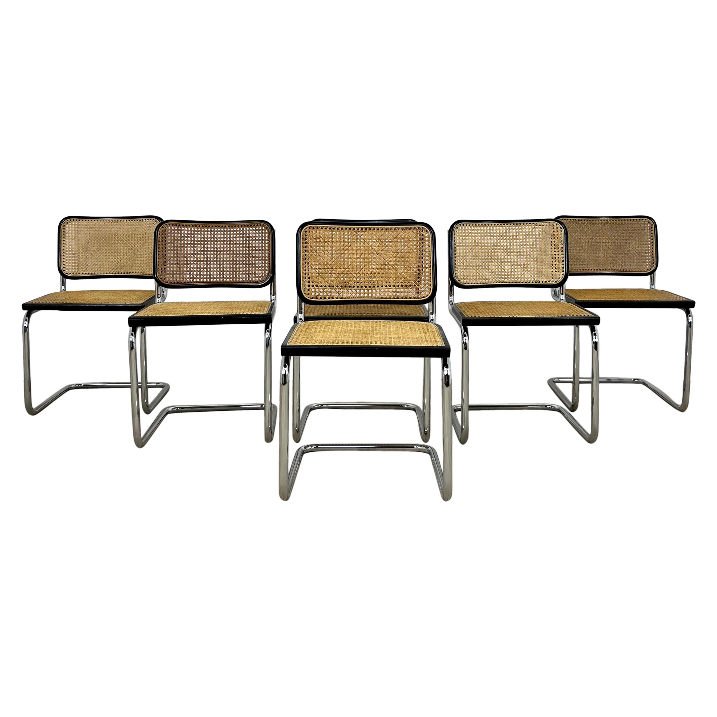 Set of Six Mid-Century Modern Marcel Breuer B32 Cesca Brass Chairs ...