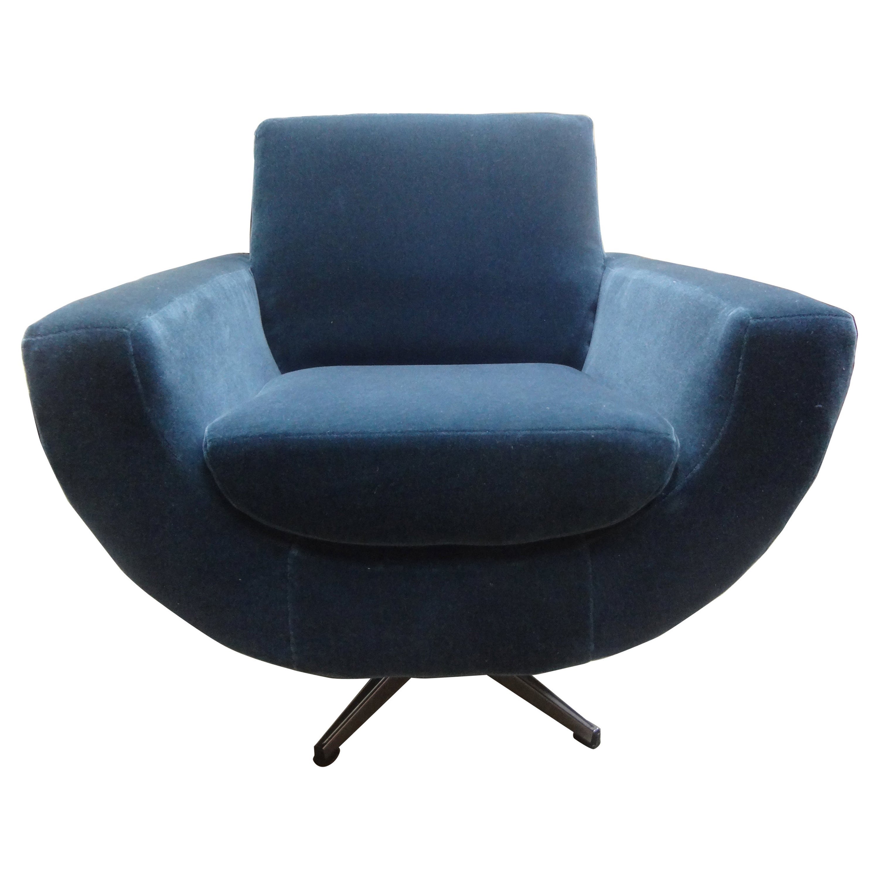 Vintage 80s Contemporary Channel Tufted Swivel Chairs, a Pair at 1stDibs