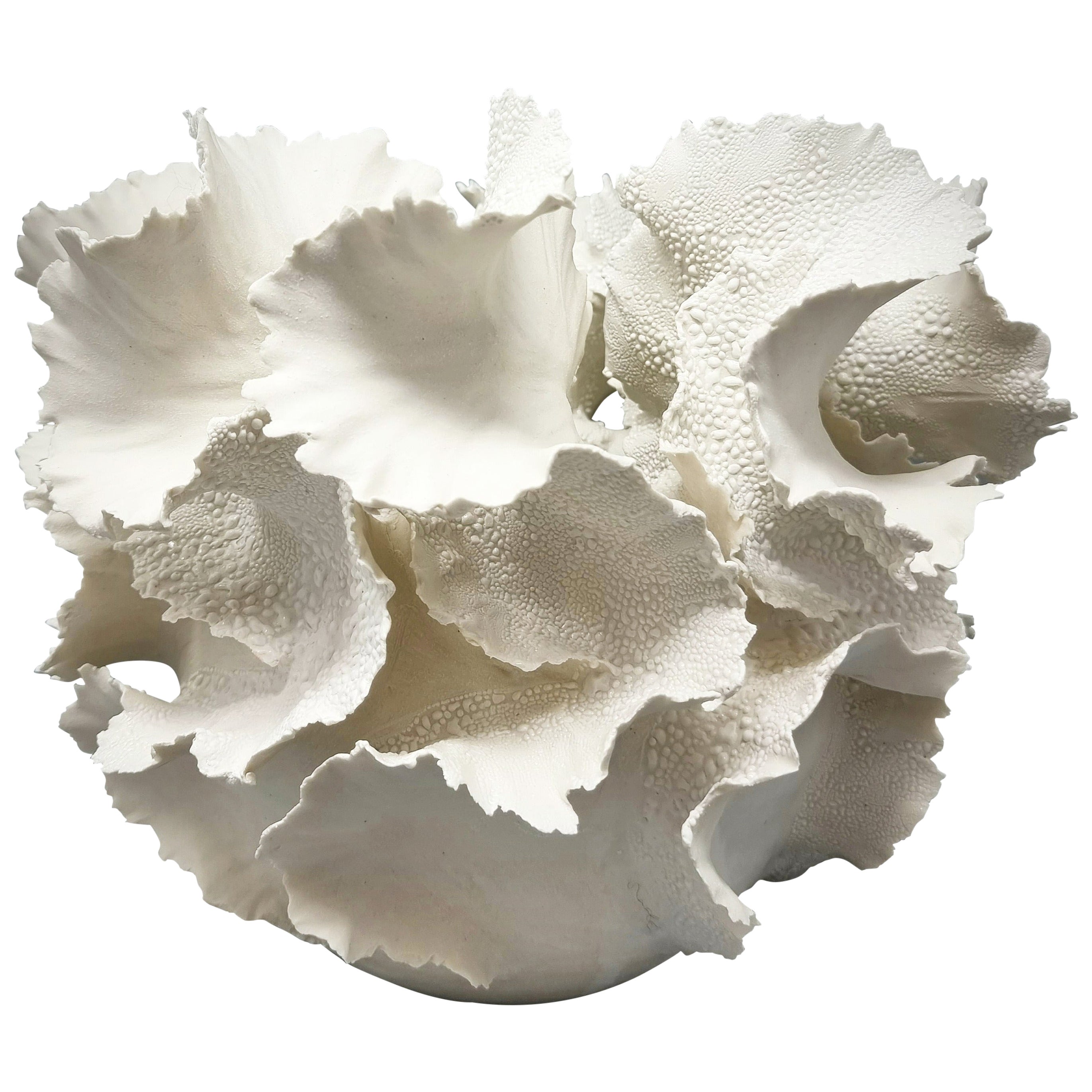 Handbuilt Ceramic Sculpture, White Paperporcelain Nr. 100 at 1stDibs