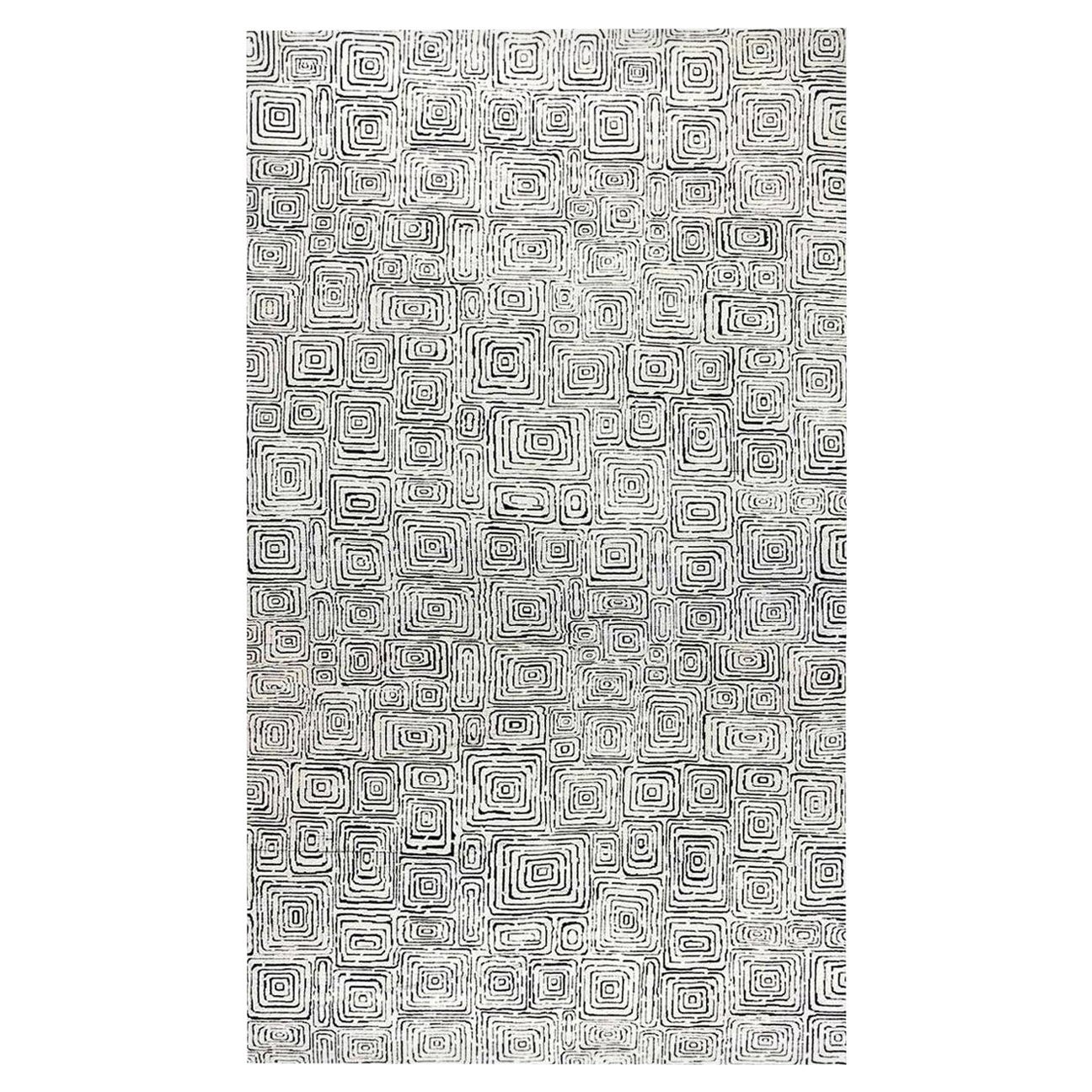 Modern Black and White 'Spin' Oval Rug at 1stDibs