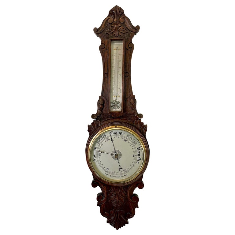Antique Edwardian Quality Carved Oak Banjo Barometer at 1stDibs