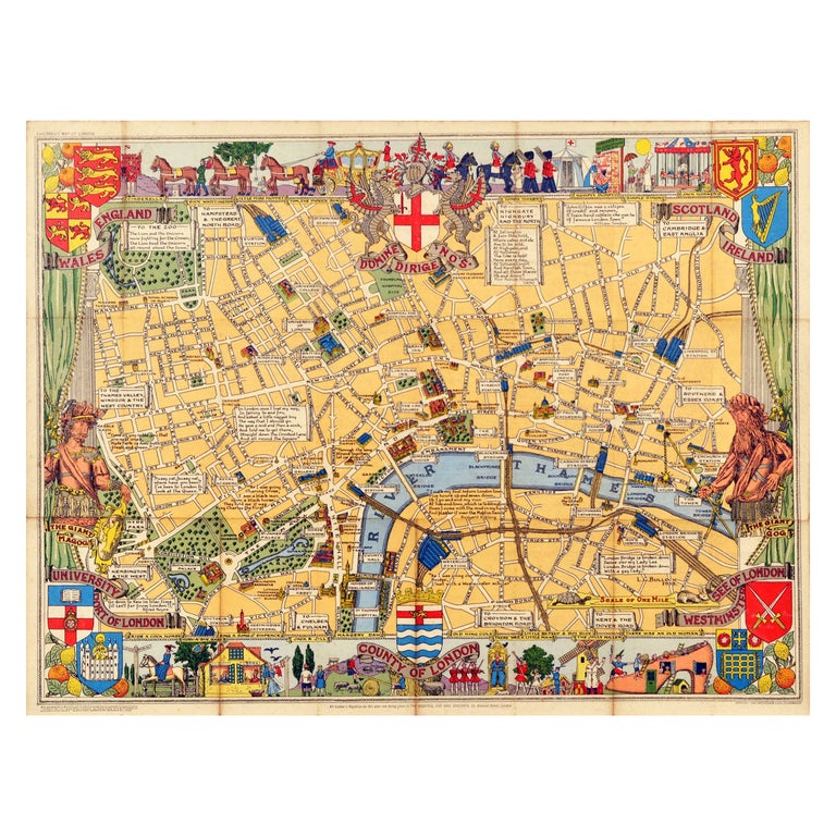 Original Vintage Pictorial Travel Poster Children's Map Of London ...