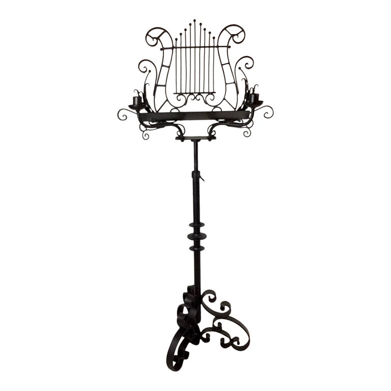 Late 1800's Iron Adjustable Music Stand with Candle Holders For Sale at ...