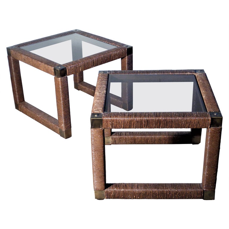Wicker and Brass Cube Tables, circa 1960 For Sale at 1stDibs | wicker ...