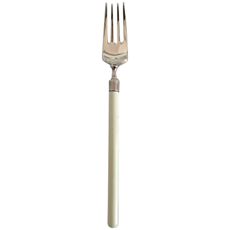 Hans Hansen Amalie Child Fork in Sterling Silver with White Plast ...
