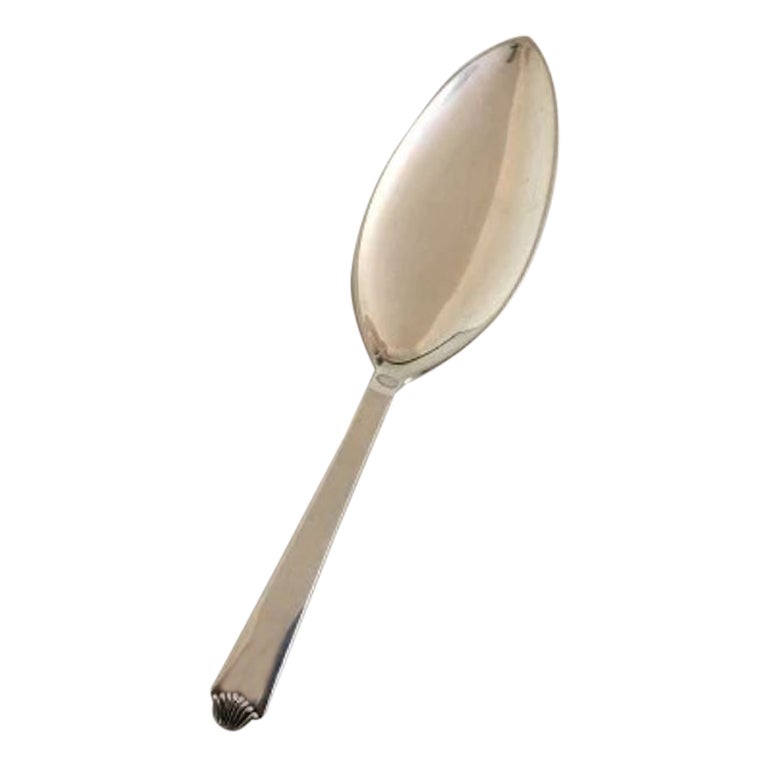 Hans Hansen Arvesølv No. 4 Sterling Silver Oval Serving Spoon / Server ...
