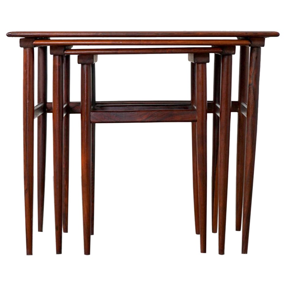 Large Danish Mid-Century Modern Walnut Nesting Tables For Sale at 1stDibs