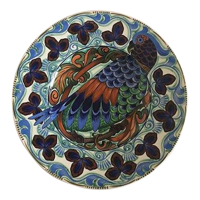 Aluminia Earthenware Round Bowl Dish No 602/549 with Bird Motif of ...