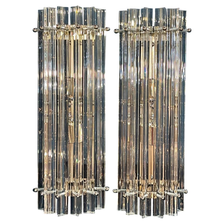 Pair of Murano Barber Style Sconces For Sale at 1stDibs