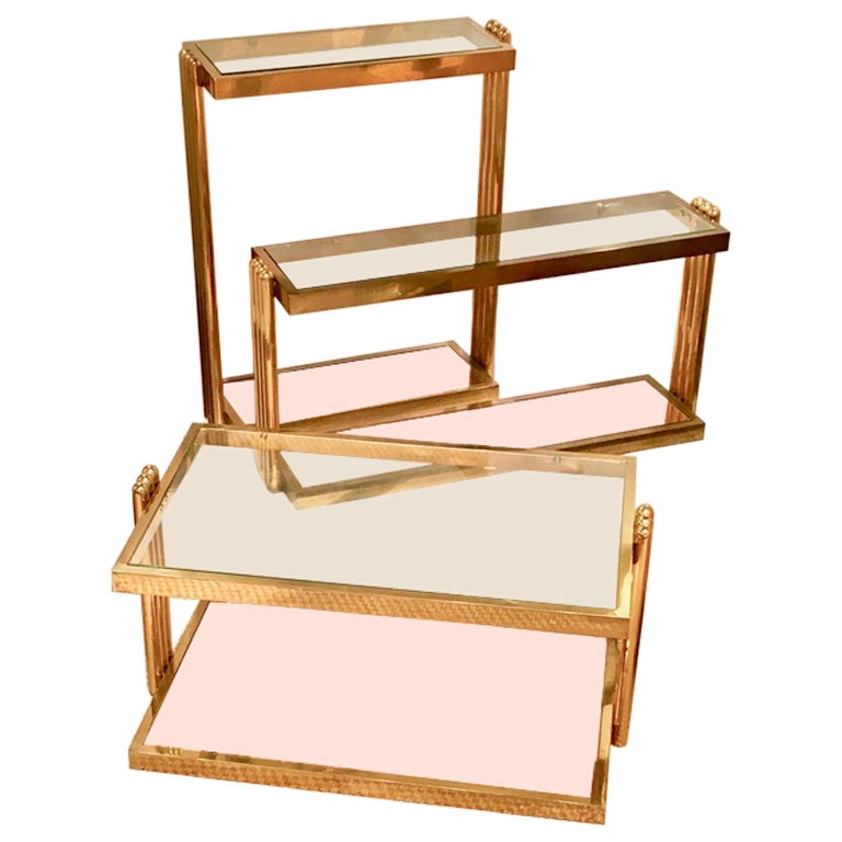 Fine Set of Massive Brass Tables and Console by Nucci Valsecchi, Italy ...