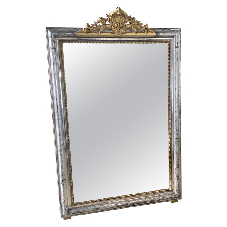 Large Louis Philippe Silver Gilded Mirror For Sale at 1stDibs