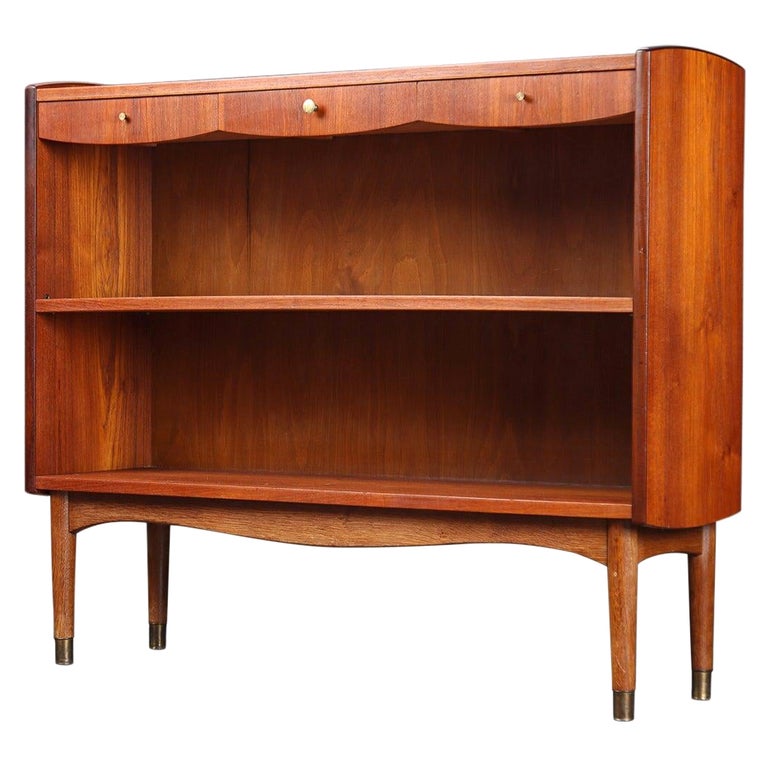 Narrow Danish Teak Bookcase with Dipped Drawers For Sale at 1stDibs