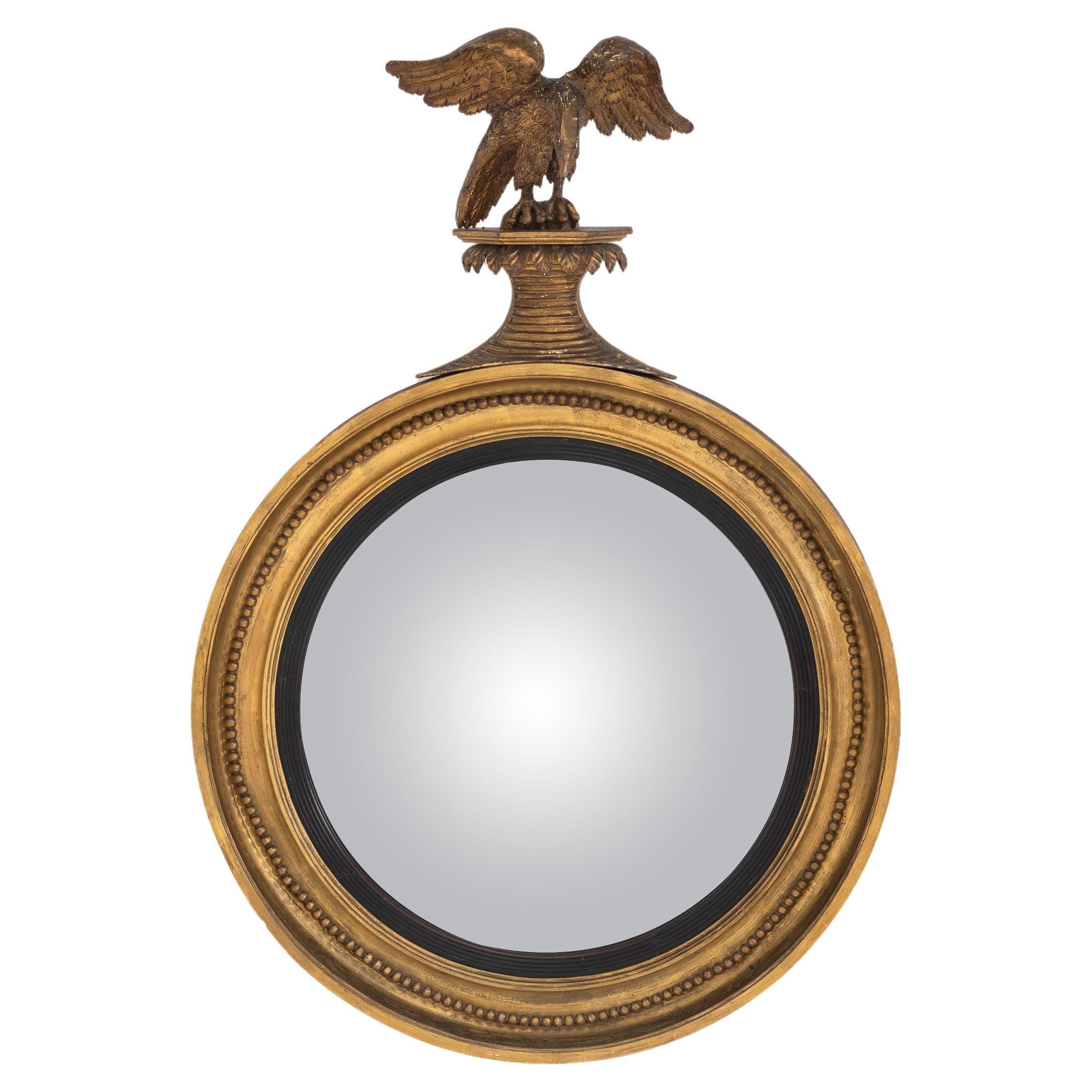 Early 19th Century Regency Giltwood Convex Mirror For Sale at 1stDibs