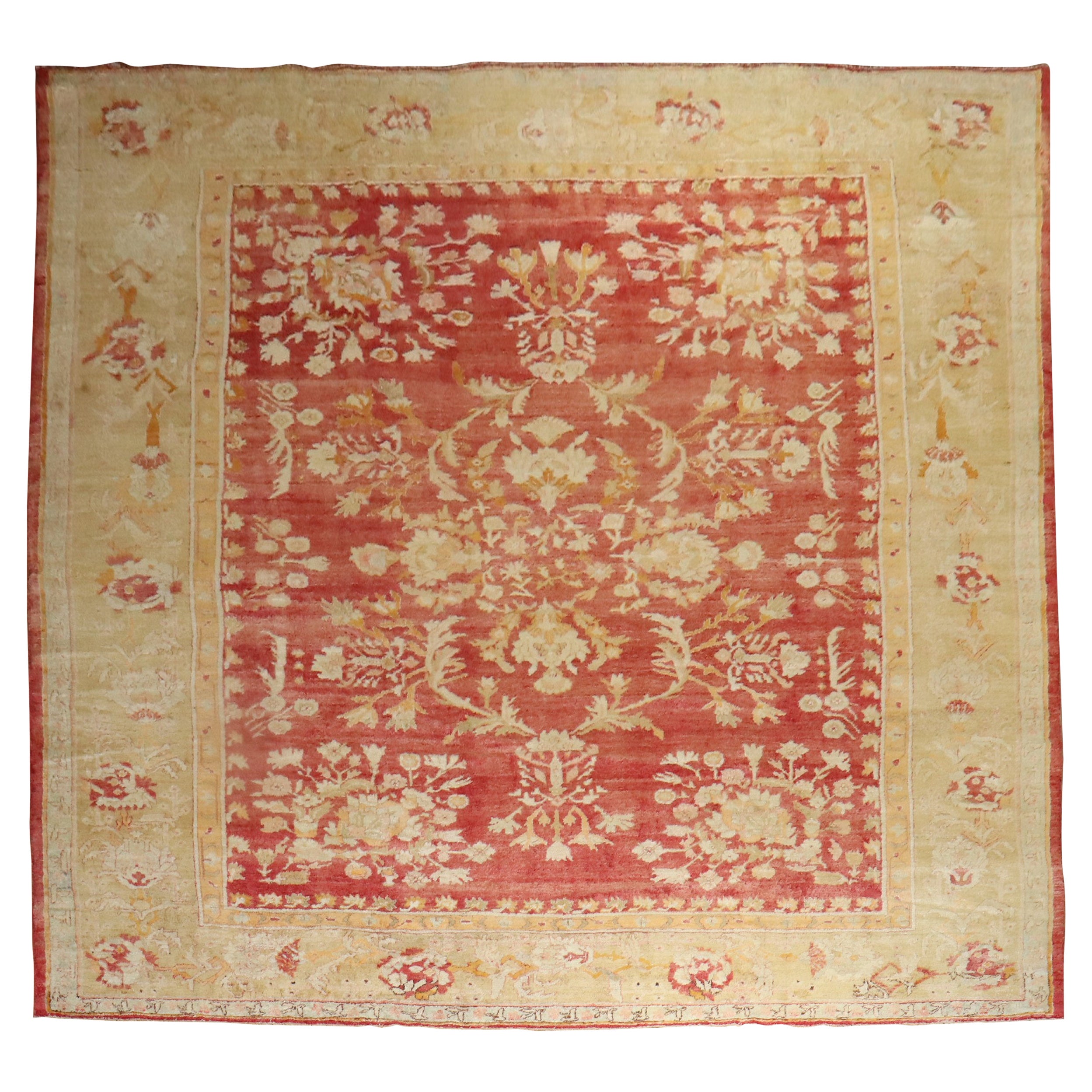 Turkish Angora Oushak Rug Tulu Stripes For Sale at 1stDibs