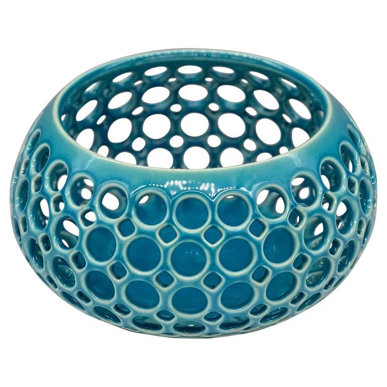 Small Turquoise Pierced Wide Teardrop Shaped Tabletop Sculpture or ...
