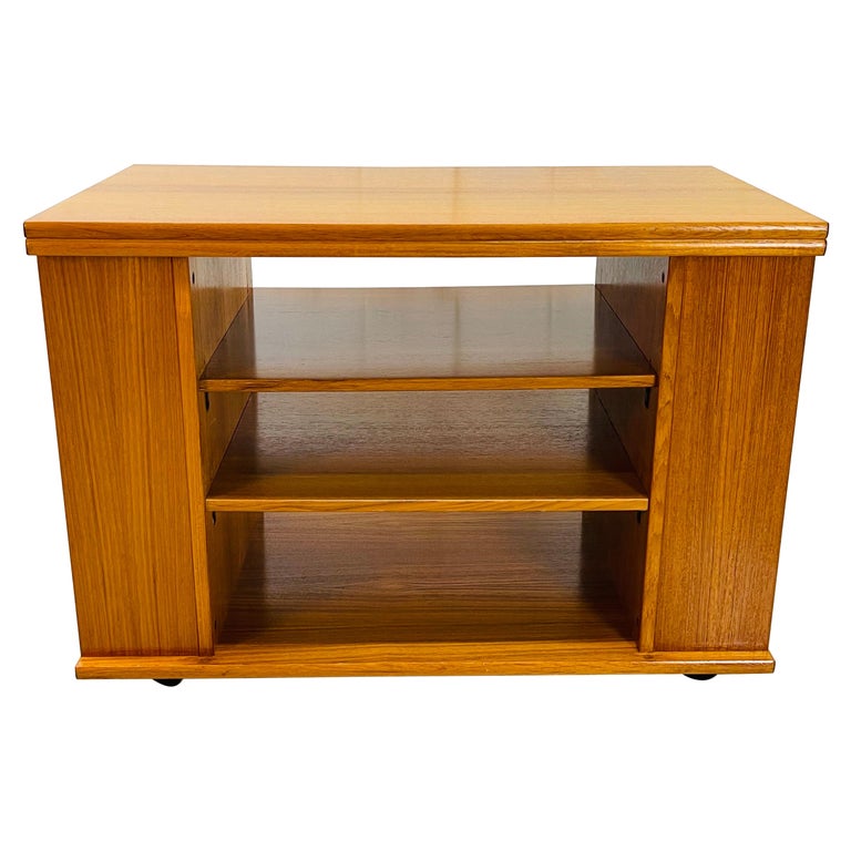 1970s Danish Teak Wood Rolling Utility Cart For Sale at 1stDibs