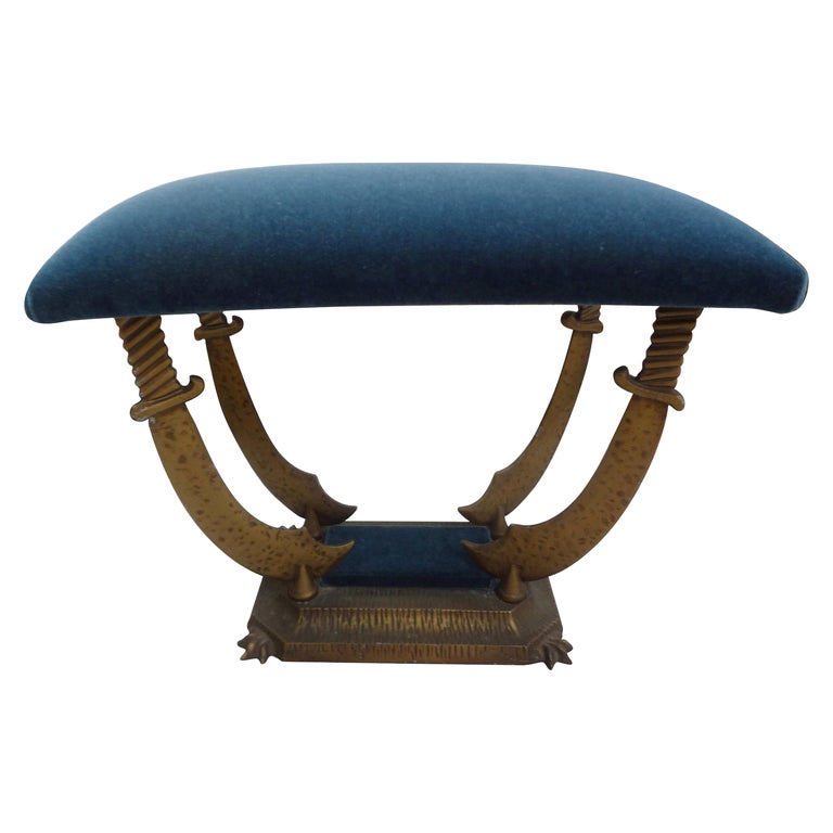 Hollywood Regency Bronzed Iron Sword Bench For Sale at 1stDibs