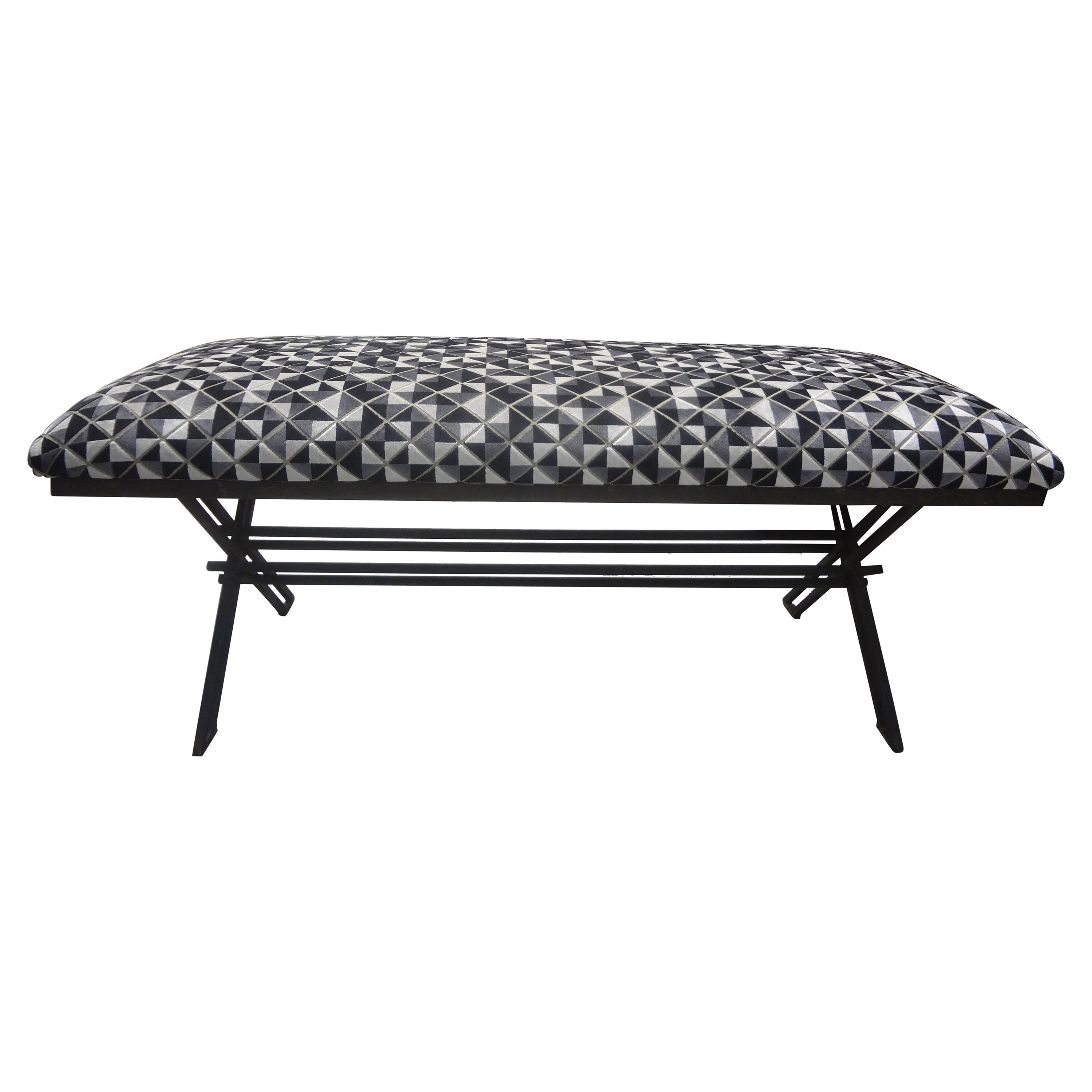 Wrought Iron Upholstered Bench at 1stDibs