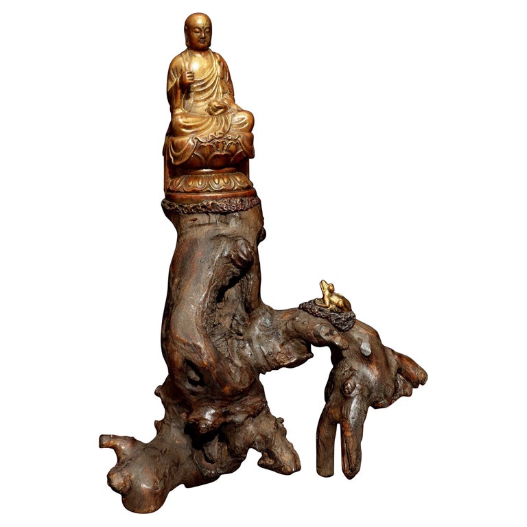 Wood Root Carving of Jizu Bosatsu the Bodhisattva Jizo For Sale at 1stDibs