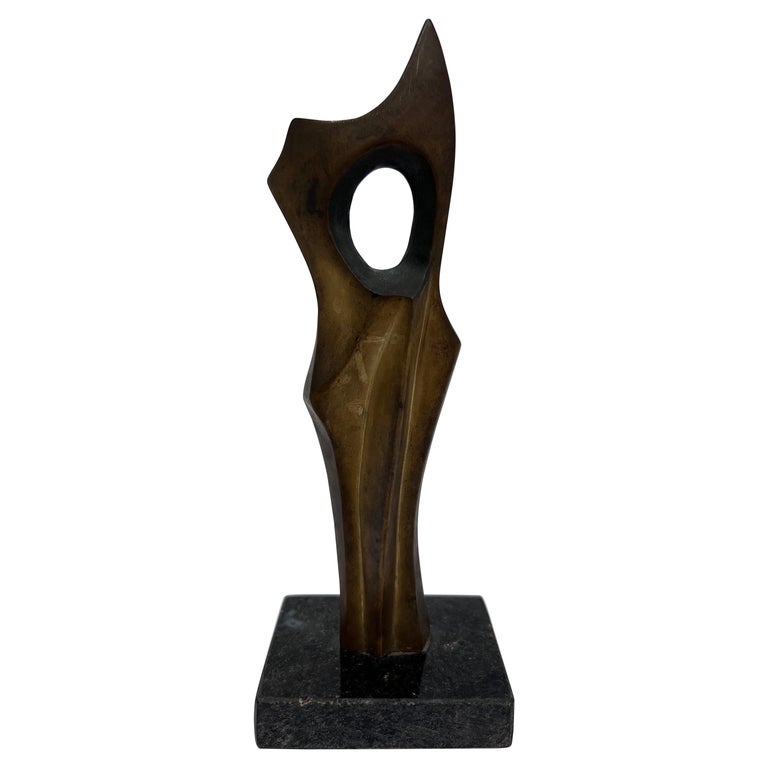 Mid-Century Brazilian Modern Abstract Bronze Sculpture on Granite Base ...