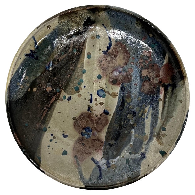 Mid-Century Glazed Studio Pottery Ceramic Charger or Plate, Signed For ...